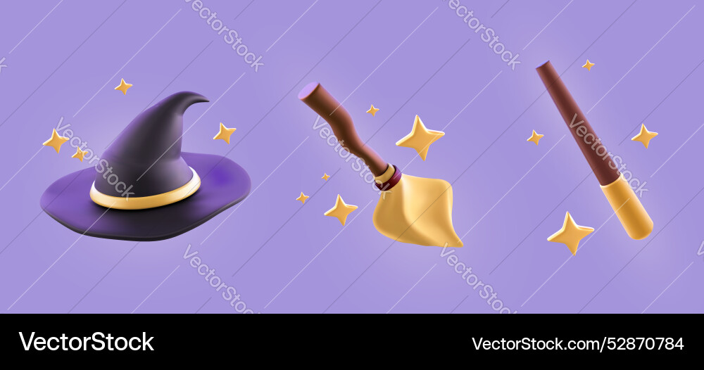 Magic wizard game icons - 3d Royalty Free Vector Image