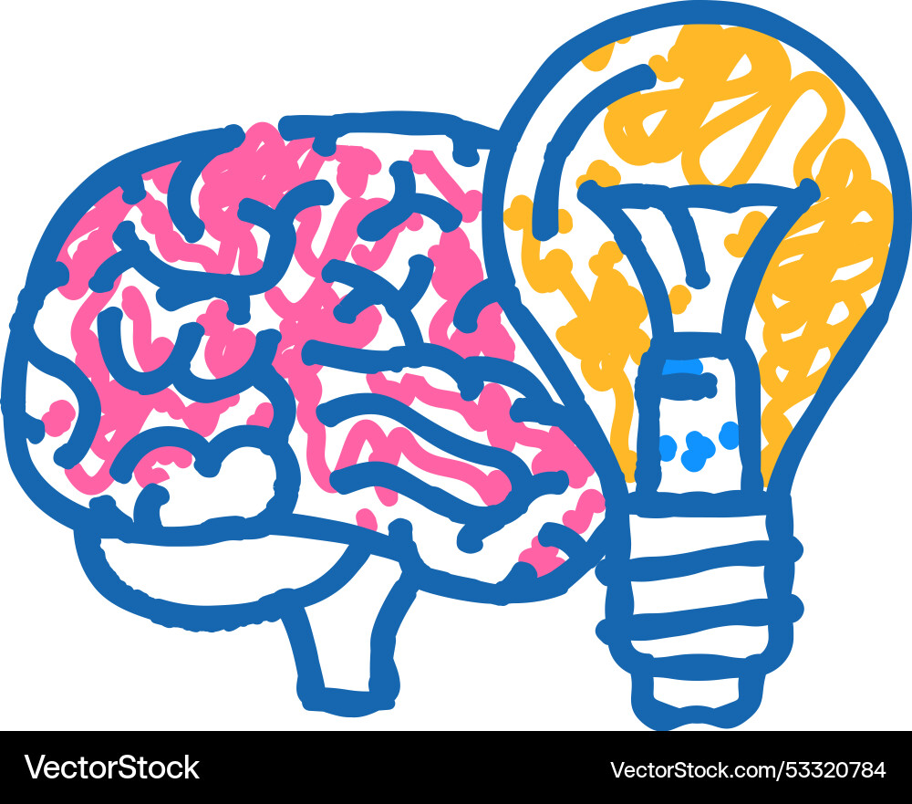 Mind brain human icon doodle Royalty Free Vector Image