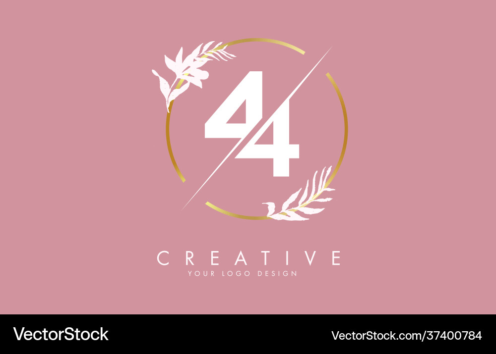 Numbers 44 4 logo design with golden circle Vector Image