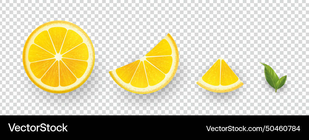 Realistic lemons fresh citrus half sliced lemon Vector Image