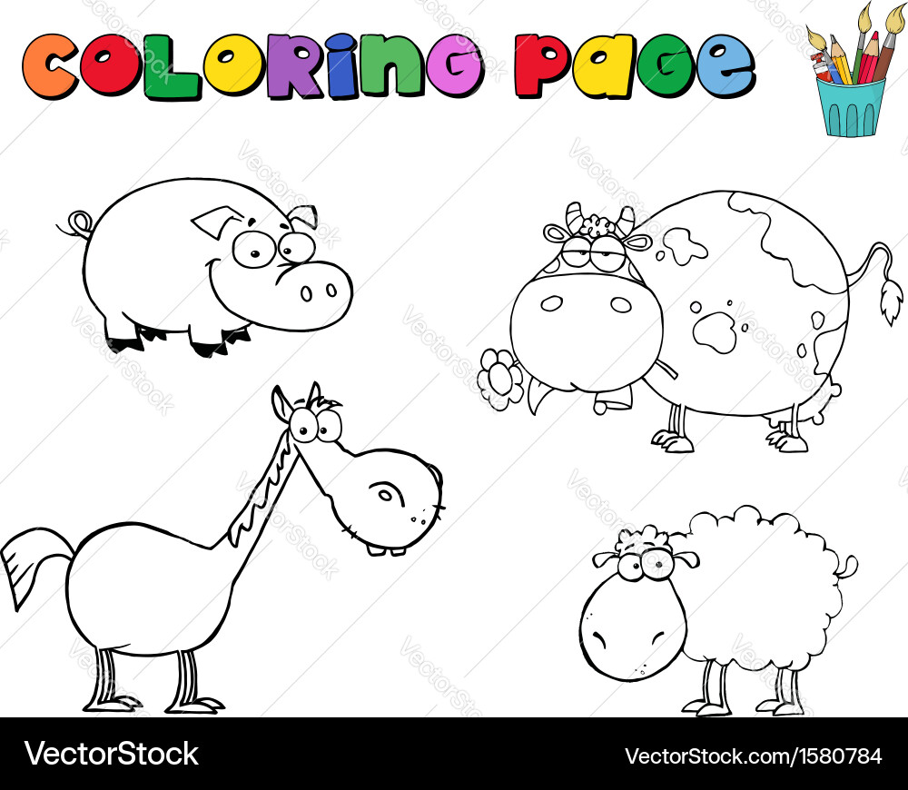 Red riding hood colouring cartoon Royalty Free Vector Image
