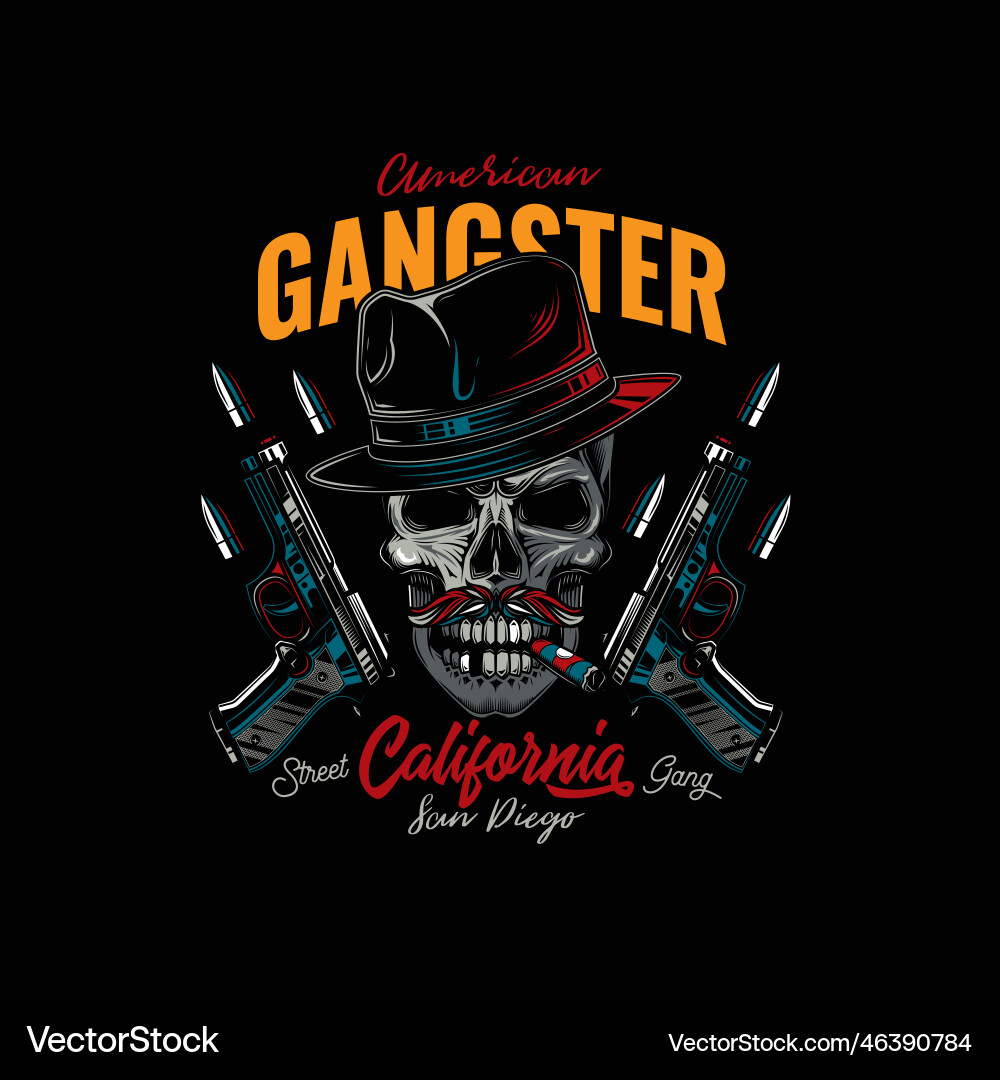 Skull Bandit with Guns Royalty Free Vector Image