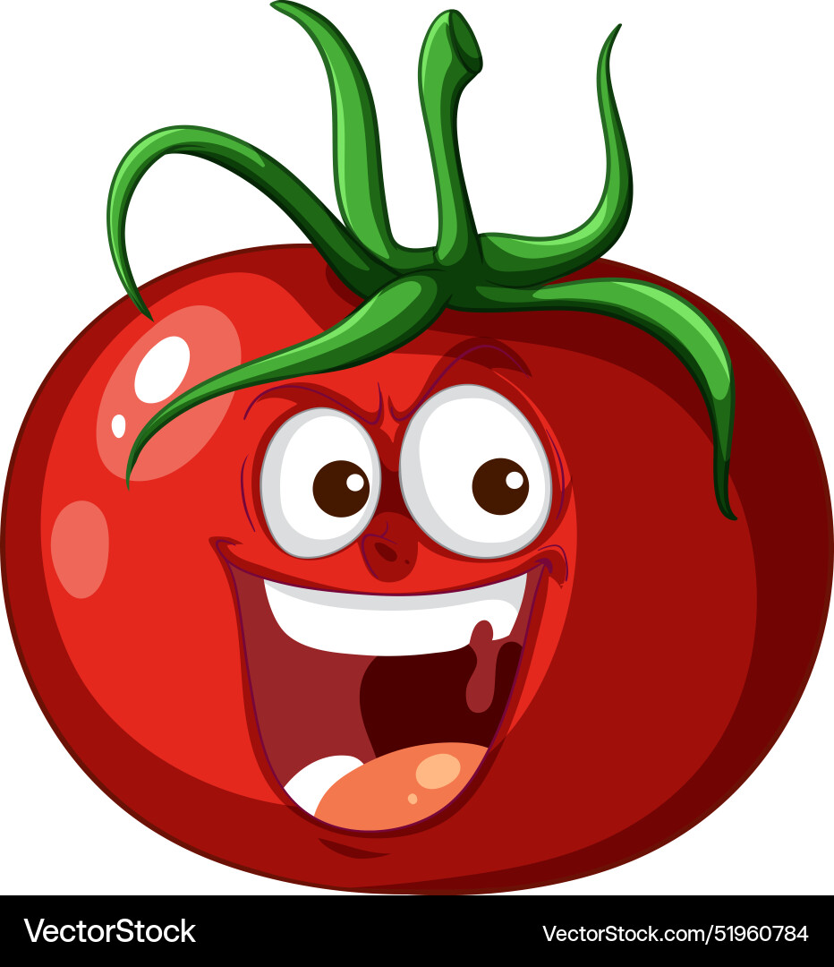 Smiling tomato with expressive eyes and mouth Vector Image