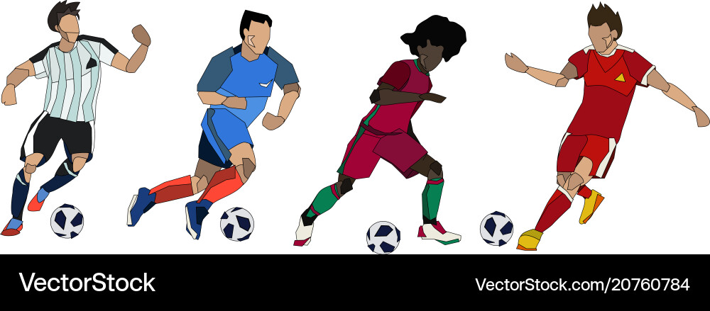 Soccer Players in Action Royalty Free Vector Image
