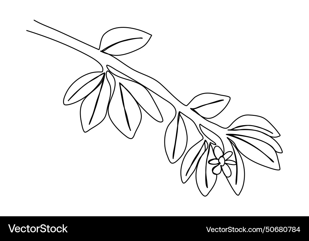 Tree branch one line drawing Royalty Free Vector Image