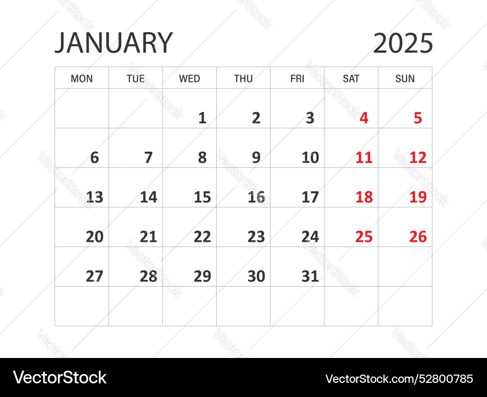 Calendar january 2025 icon in flat style planner Vector Image
