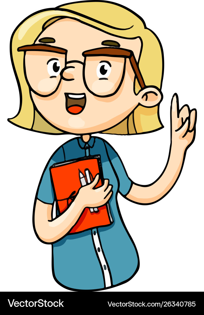 Clever cartoon girl talking important things Vector Image