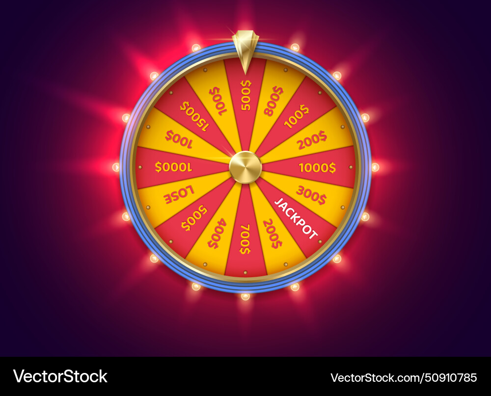 Fortune wheel at backlight realistic Royalty Free Vector