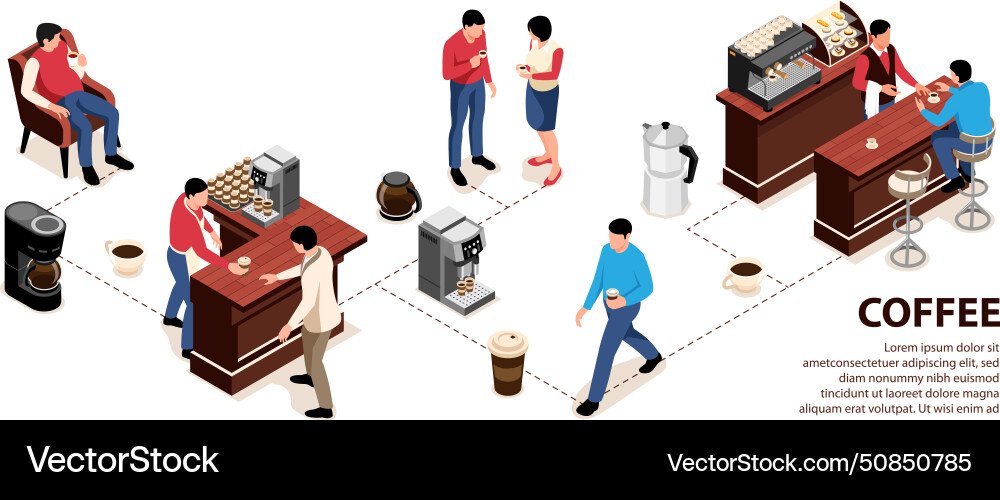 Isometric coffee infographic Royalty Free Vector Image