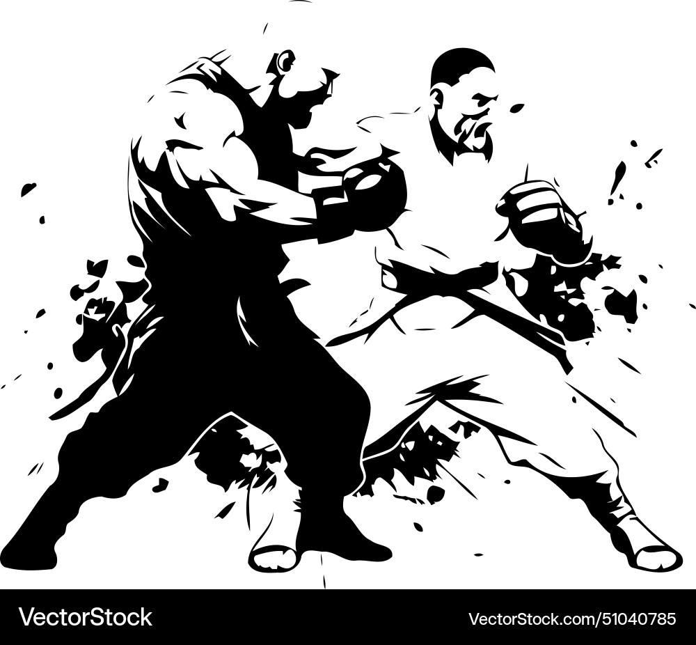 Karate two professional fighters in action Vector Image