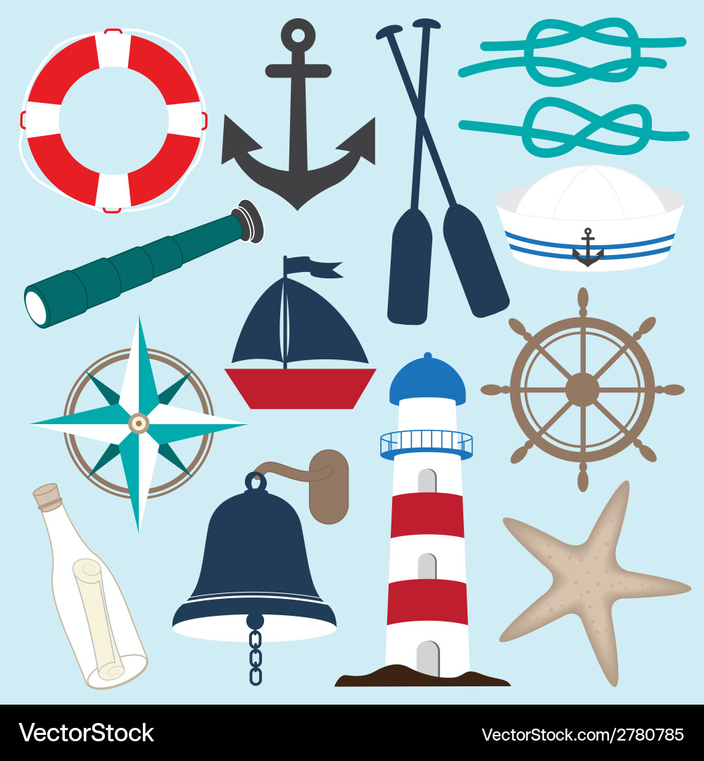 Nautical objects collection Royalty Free Vector Image