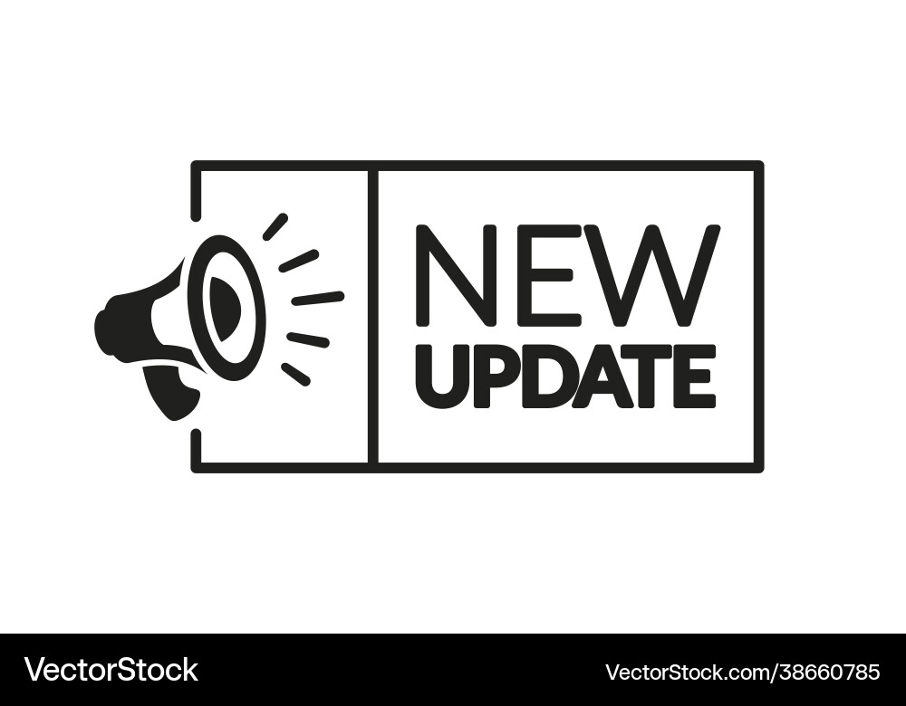 New update label with megaphone Royalty Free Vector Image