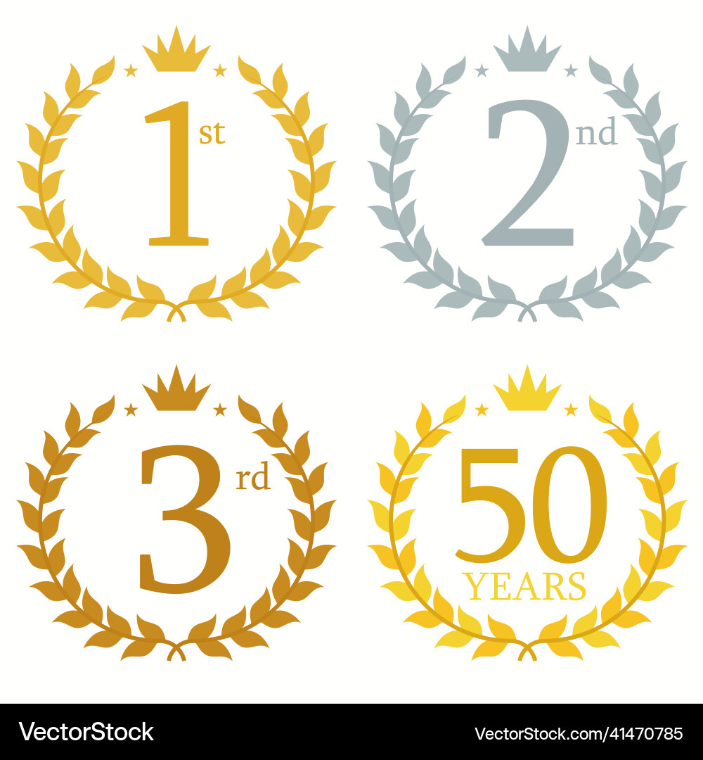 Ranking Wreath Set - 1 2 3 Ort Lizenzfreies Vektorbild