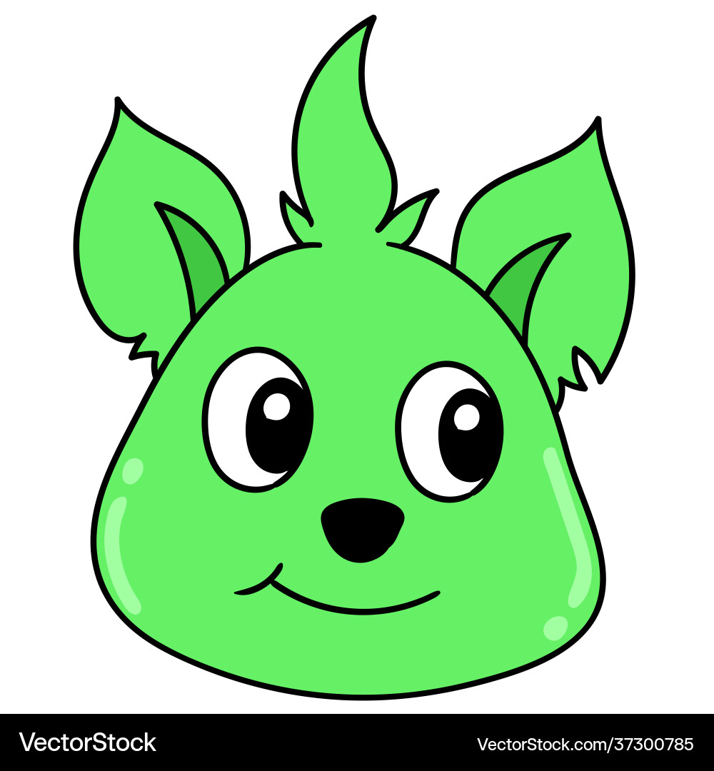 Smiley grün süß Hund Tierkopf Emoticon doodle Vektorbild