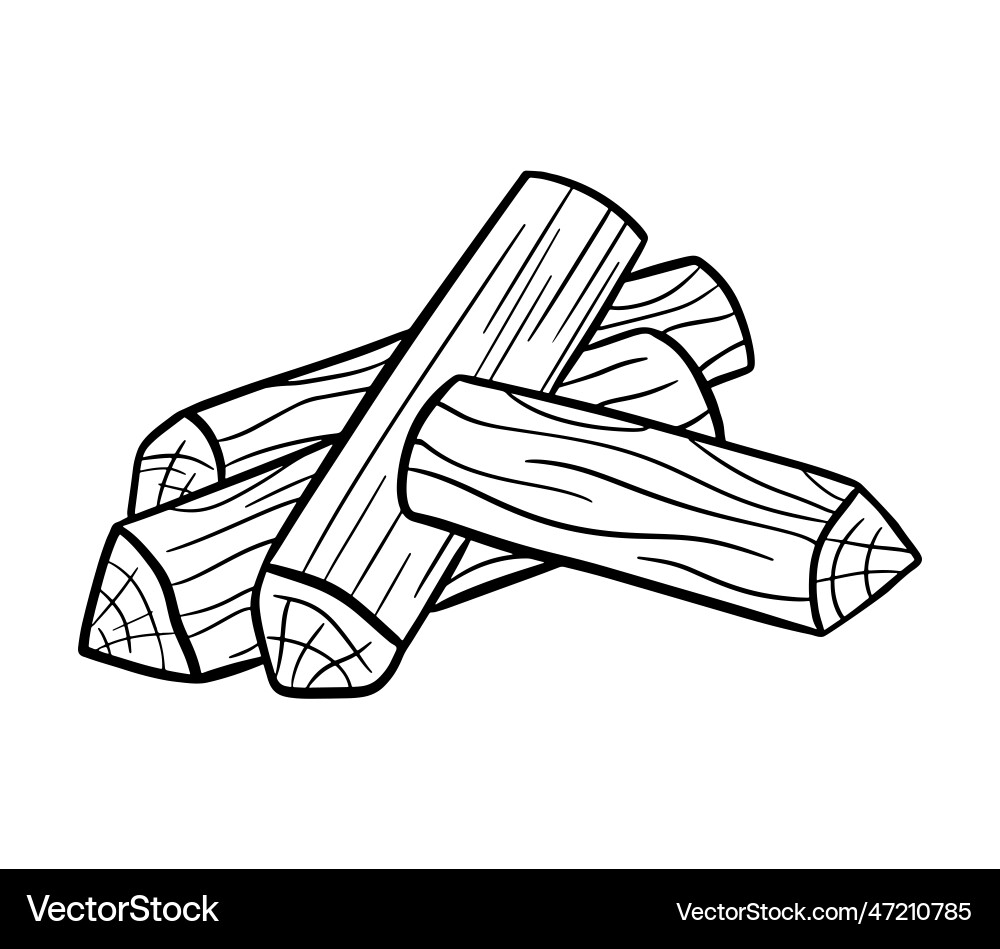Stack of nature firewood line monochrome black Vector Image