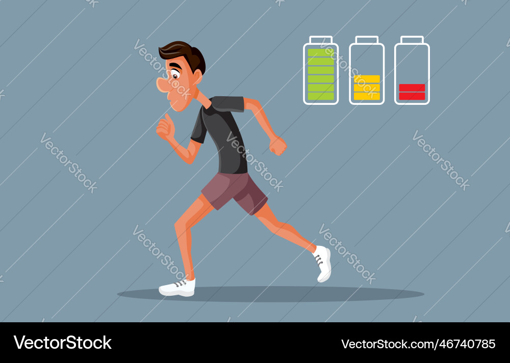 Tired man running feeling exhausted cartoon Vector Image