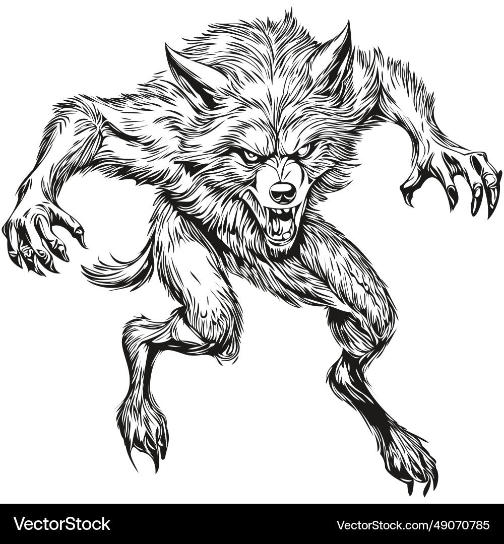 Werewolf in monochrome haunting Royalty Free Vector Image