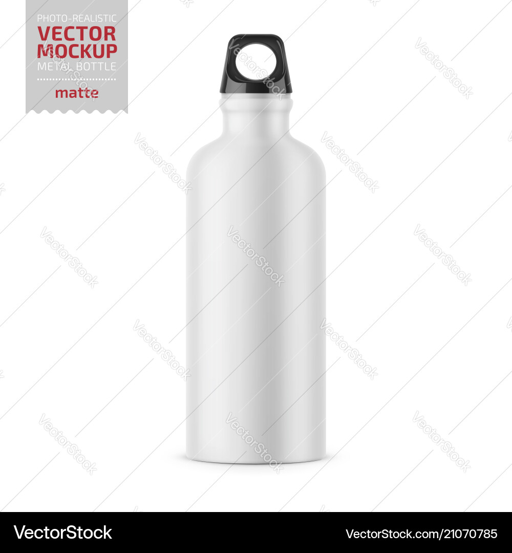 White metal water bottle template Royalty Free Vector Image