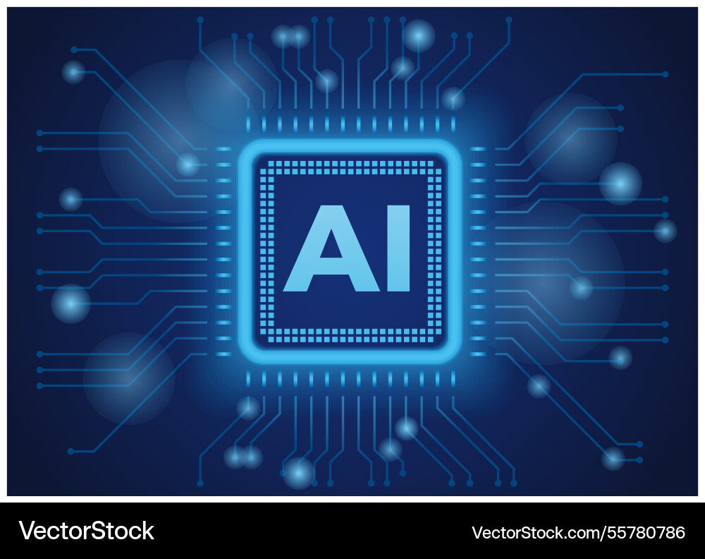 Ai microchip concept Royalty Free Vector Image