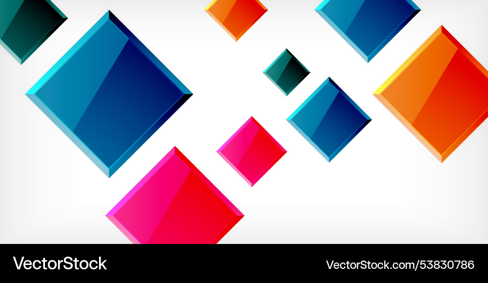 Colorful squares with reflections abstract Vector Image