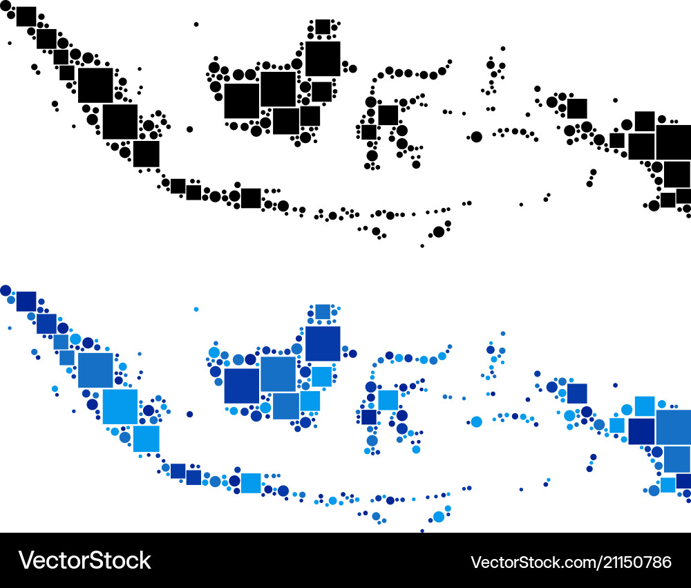 Dotted indonesia map with blue version Royalty Free Vector