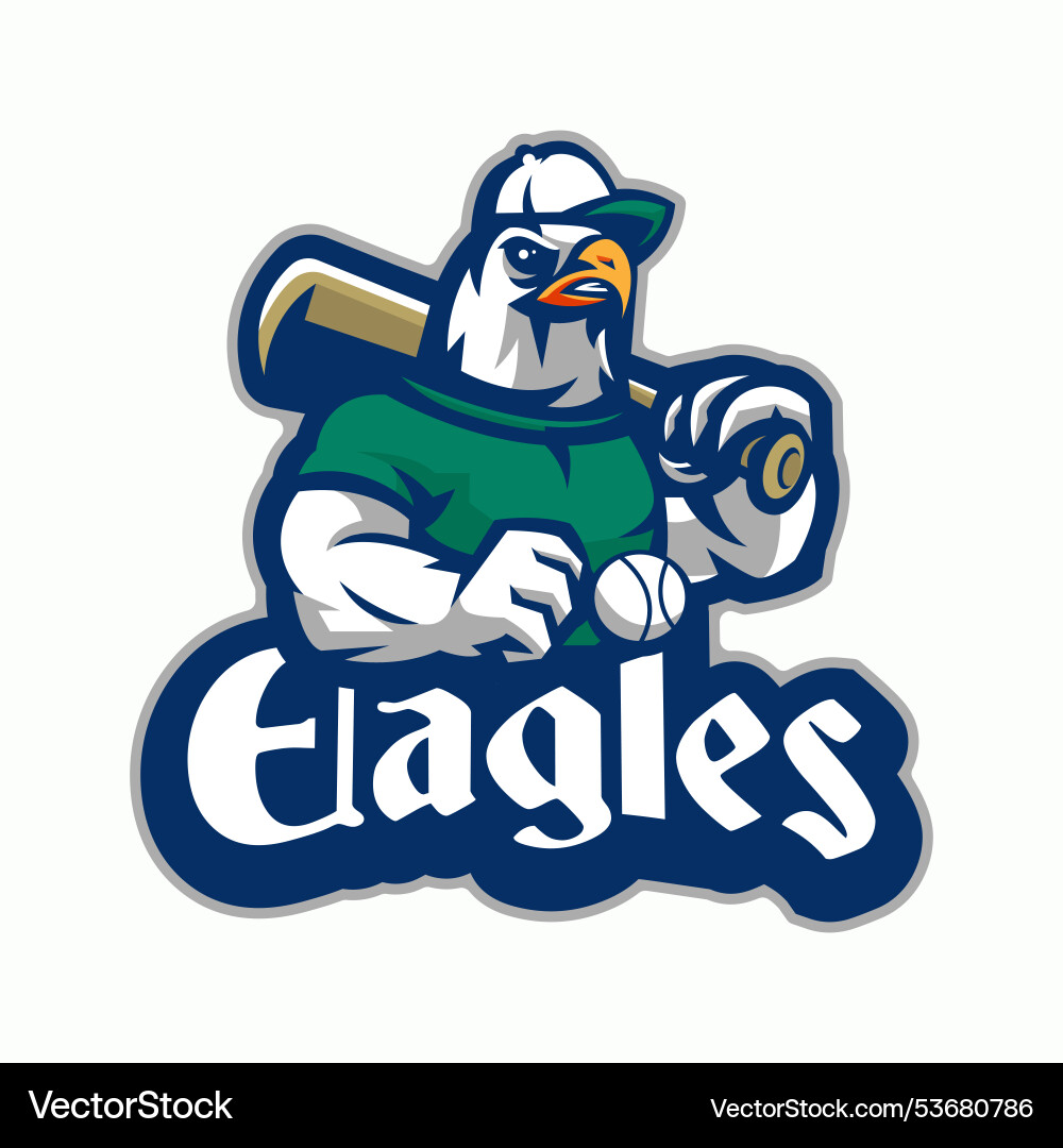 Eagle baseball cartoon mascot Royalty Free Vector Image