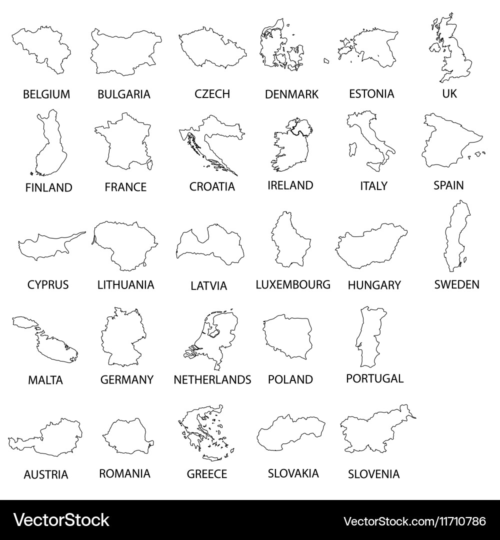 European Union Country Maps Royalty Free Vector Image