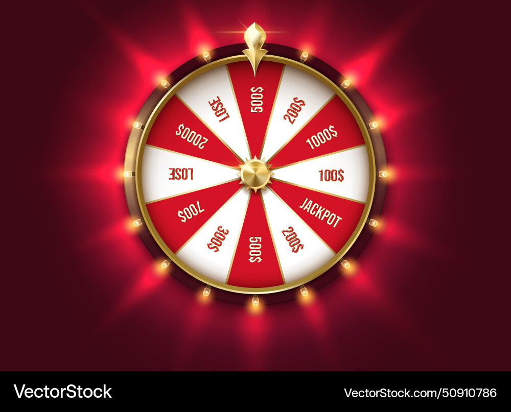 Fortune wheel at backlight realistic Royalty Free Vector