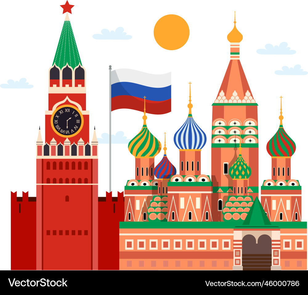 Moscow kremlin travel composition Royalty Free Vector Image