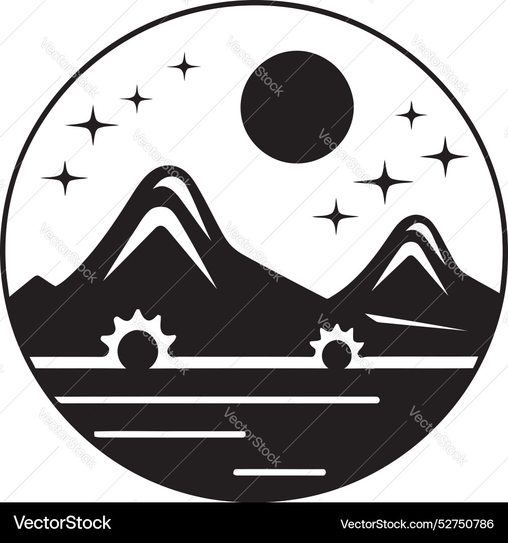 Nomadic tranquility minimalist desert scene logo Vector Image