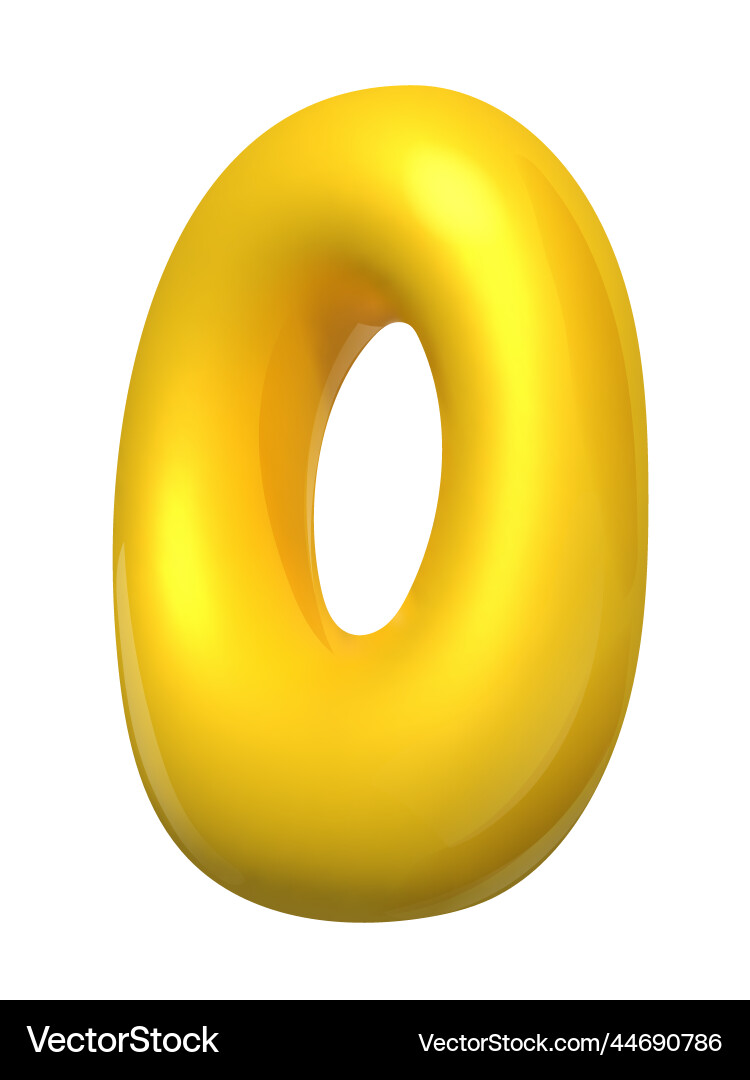 Number 0 zero sign in yellow color Royalty Free Vector Image