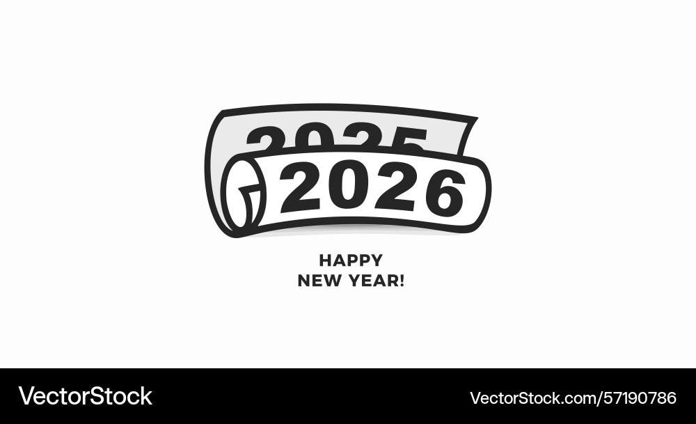 Turning page to 2026 with bold calendar roll Vector Image