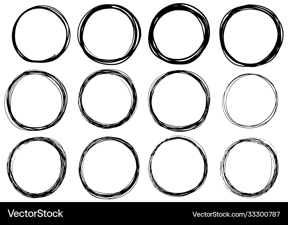 0012 hand drawn scribble circle Royalty Free Vector Image