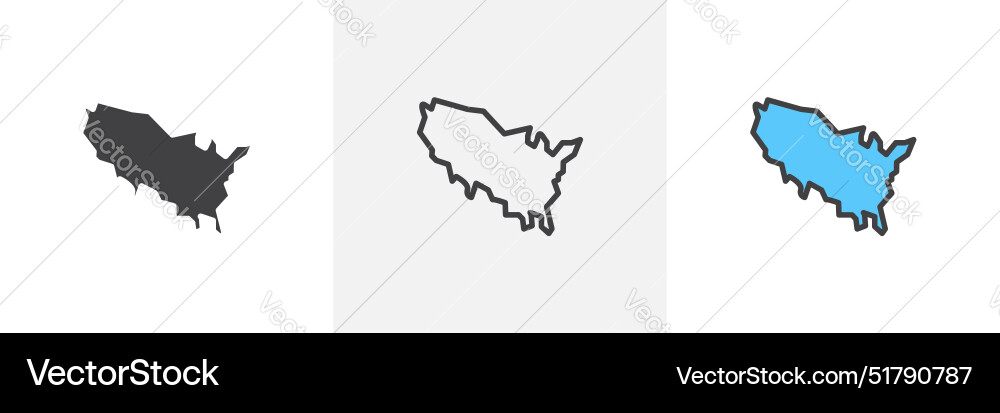 America map line icon set Royalty Free Vector Image