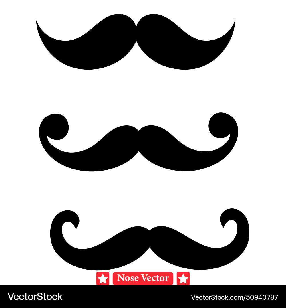 Artistic whiskers mustache collection creative Vector Image