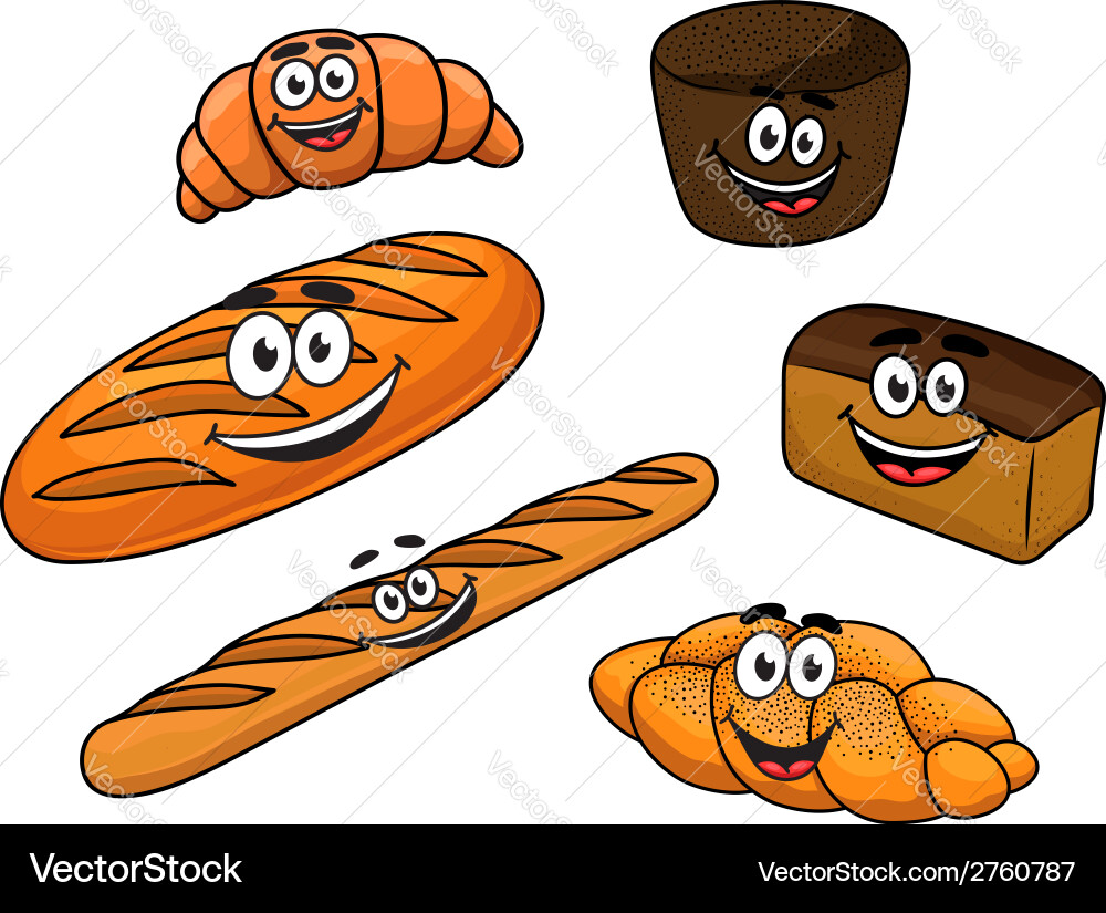 Cartoon bread bakeries Royalty Free Vector Image