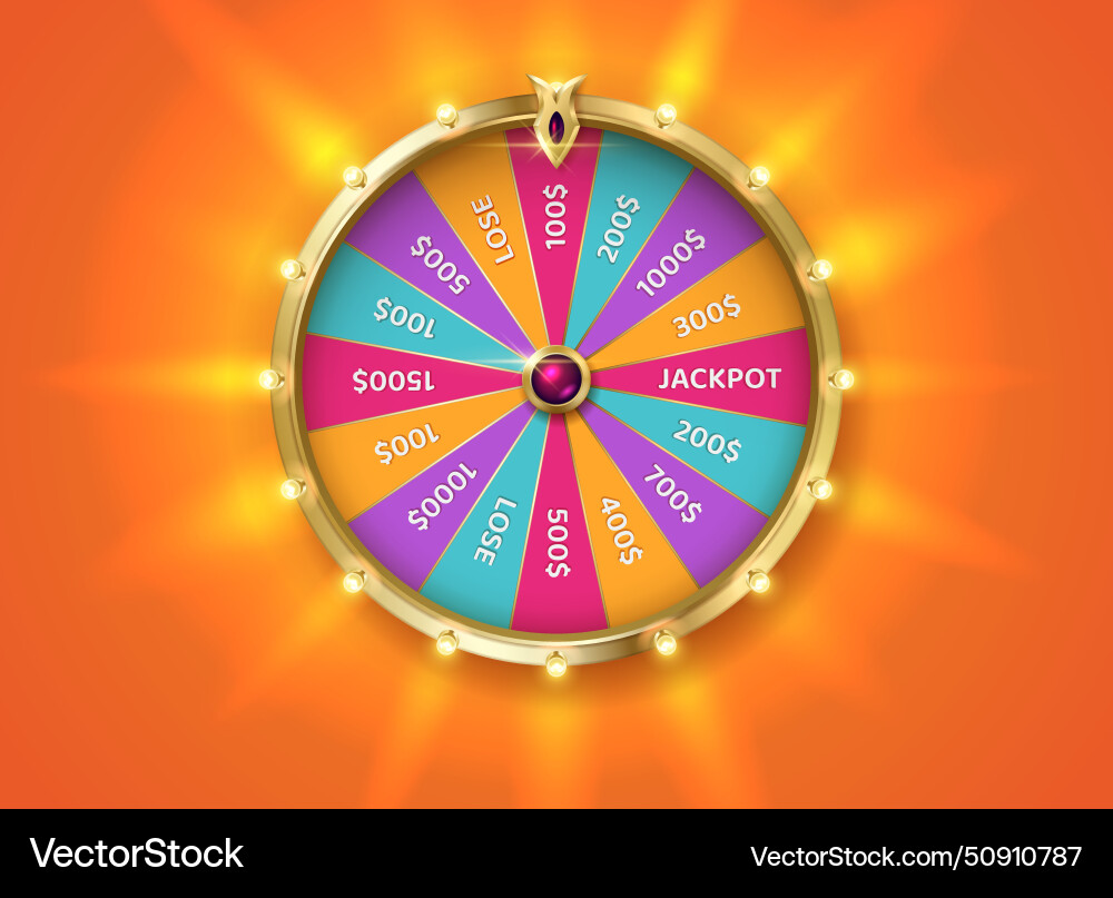 Fortune wheel at backlight realistic Royalty Free Vector