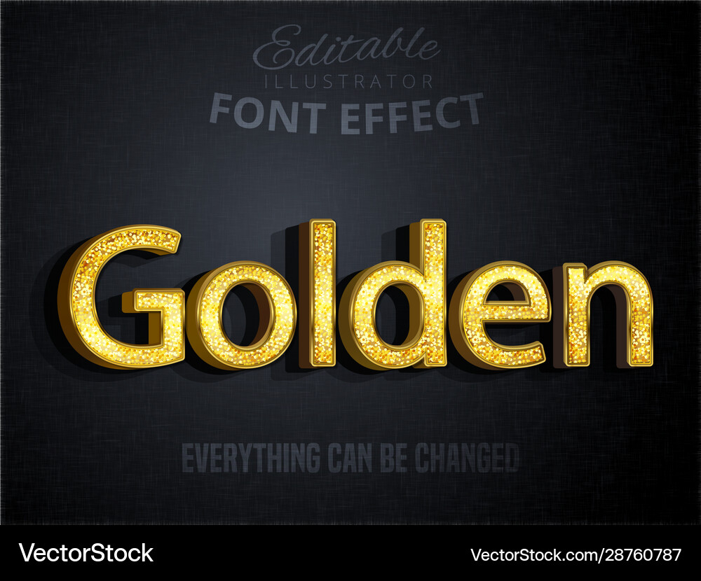 Golden Text Effect - Editable Font Royalty Free Vector Image