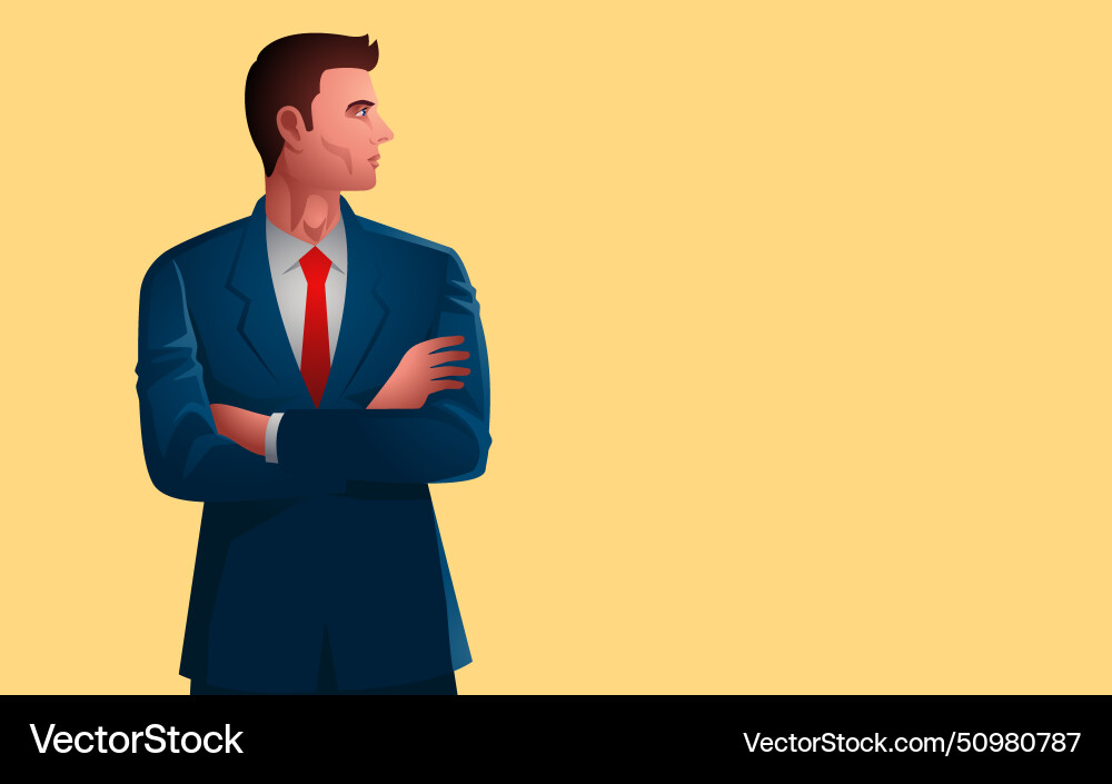 Gradient businessman arms crossed Royalty Free Vector Image