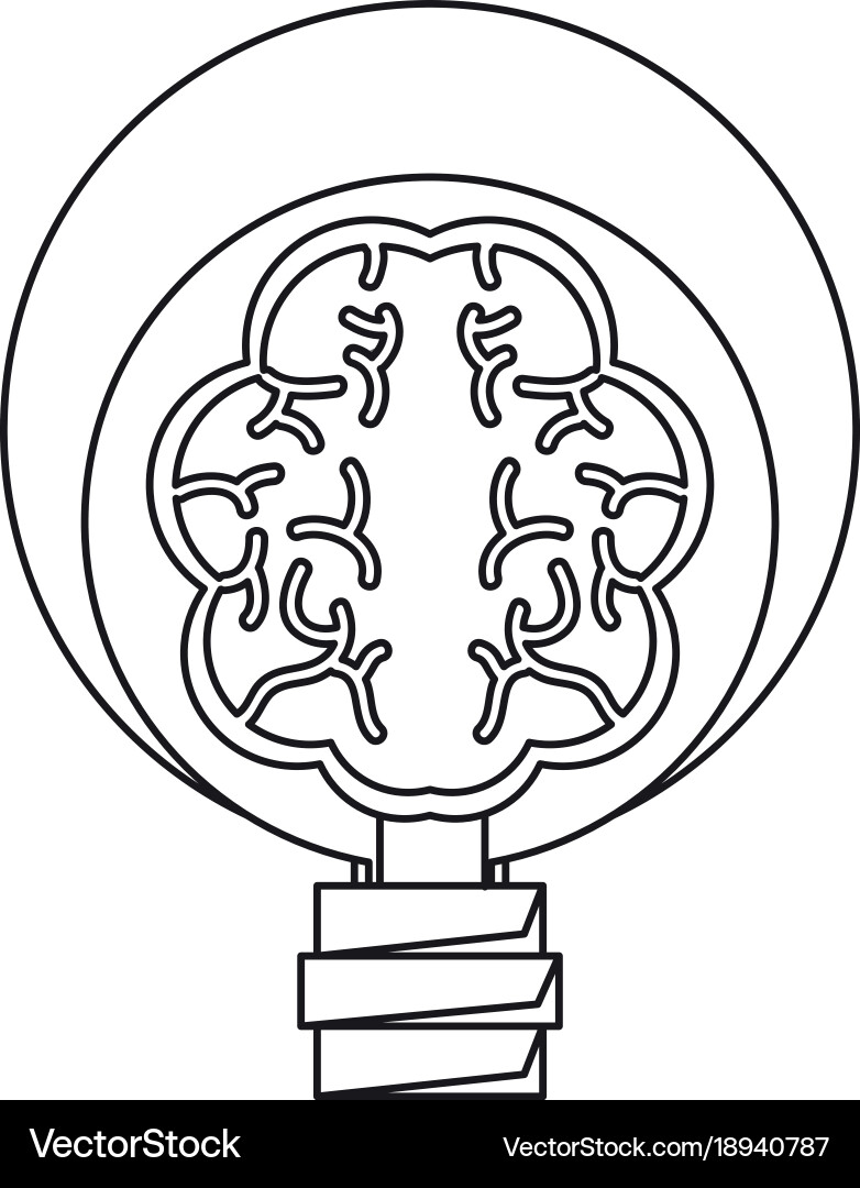 Human brain in lightbulb Royalty Free Vector Image