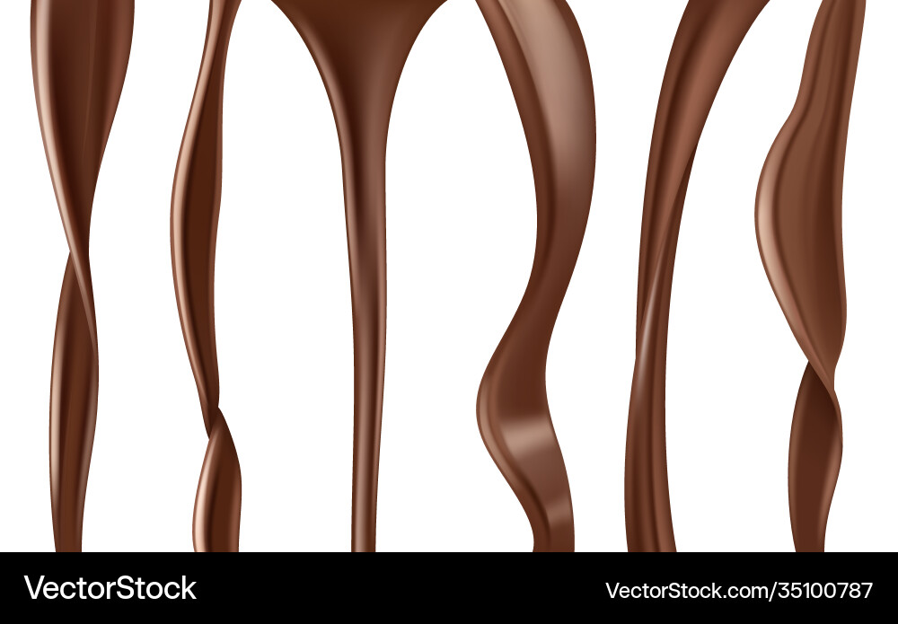 Liquid chocolate stream flowing delicious sauce Vector Image
