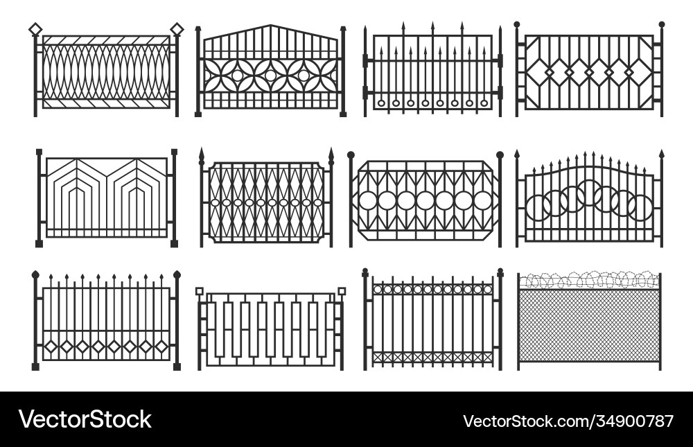 Metal Fences & Gates – Royalty-Free Vector | VectorStock
