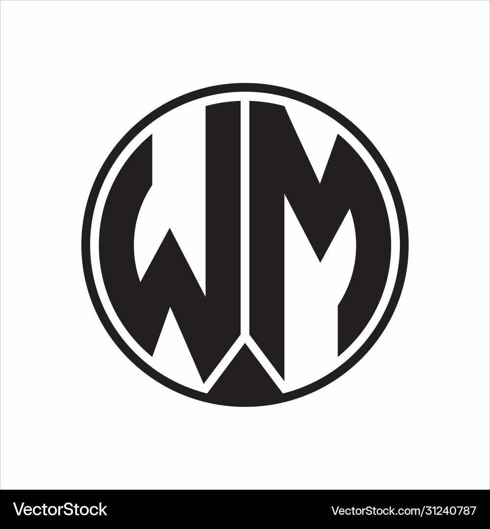 Monogram Circle Logo with Ribbon Royalty Free Vector Image