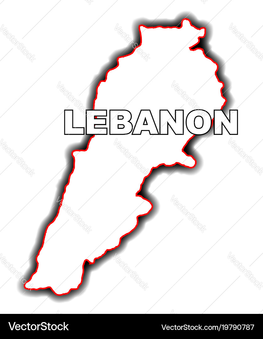 Outline map of lebanon Royalty Free Vector Image