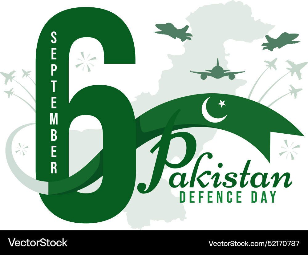 Pakistan defence day on 6th september featuring Vector Image