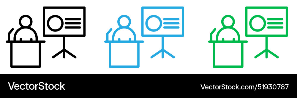 Presentation icon logo set Royalty Free Vector Image