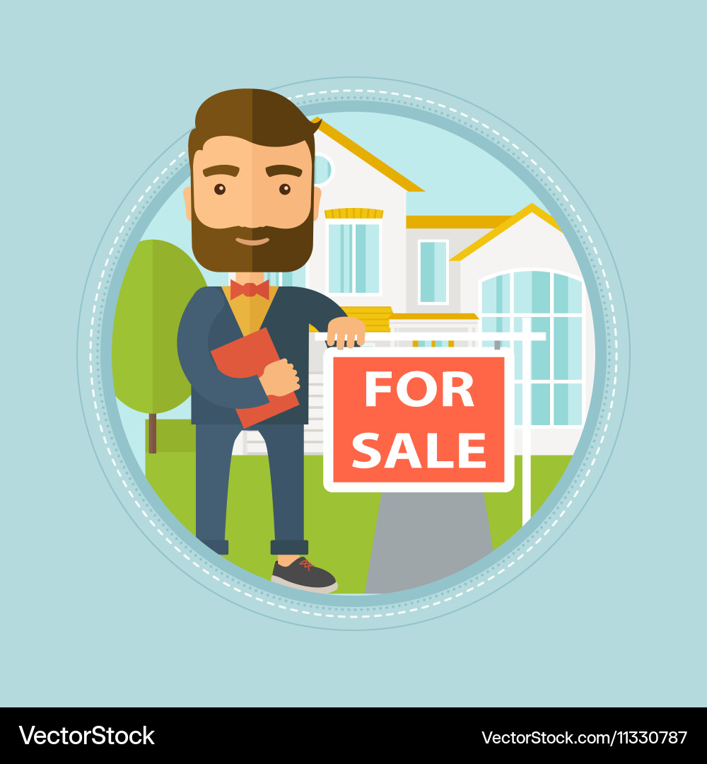 Real estate agent offering house Royalty Free Vector Image