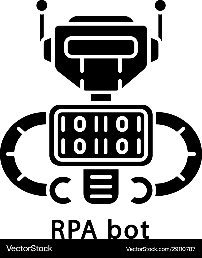 RPA Robot Icon - Automation Glyph Royalty Free Vector Image