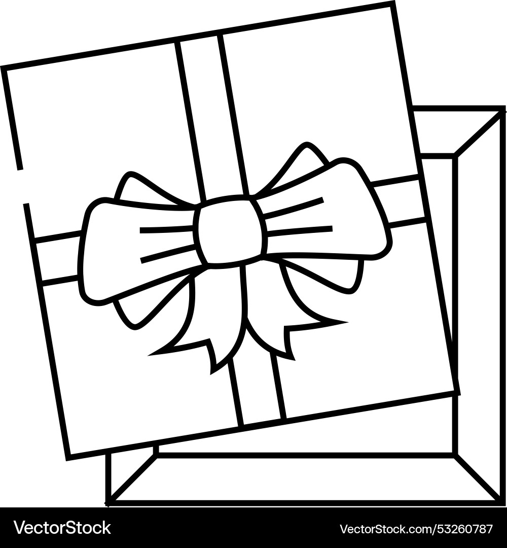 Square gift box line icon Royalty Free Vector Image