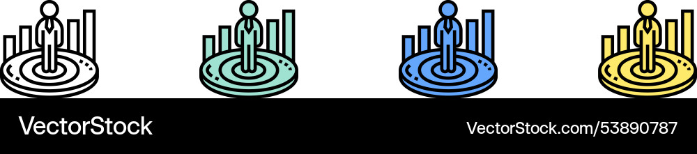 Targeting icon outline green blue and yellow Vector Image